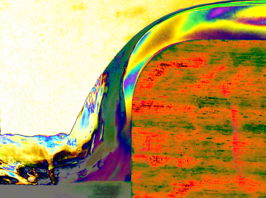 Laminar flow over a dam in a flume becomes turbulent on impact. - Flow ...