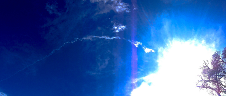 Contrails and cirrus, Boulder CO February 14, 2013, 12:30 pm. - Flow Visualization