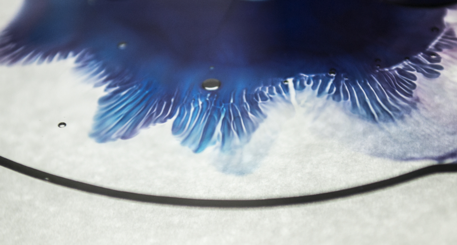 Dyed water injected into corn syrup in a Hele-Shaw cell results in the ...