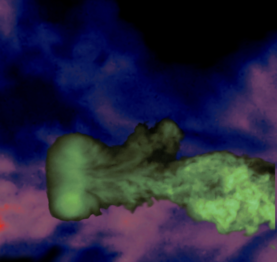 Two images of vortex rings, color shifted and overlaid. - Flow ...