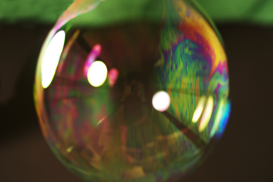 Light interference shows minute variations in the thickness of a soap ...