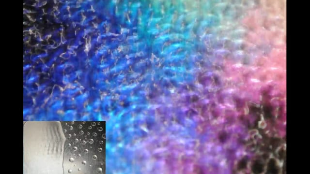 Dye visualizes mixing in shallow pools of water on a vibrating plate ...