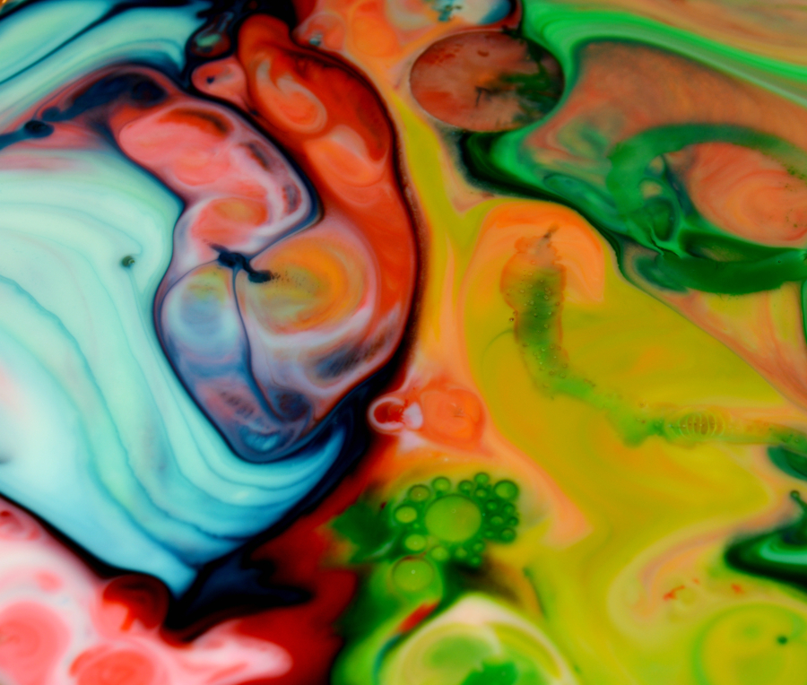 Surface tension driven flow of food dye in milk, modified by olive oil ...