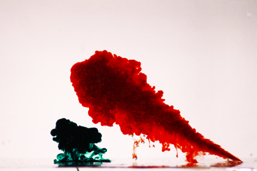 Food dye rapidly injected into water forms turbulent plumes, shown ...