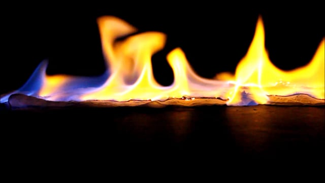 Crawling Fire shows the combustion of a length of toilet paper laced ...