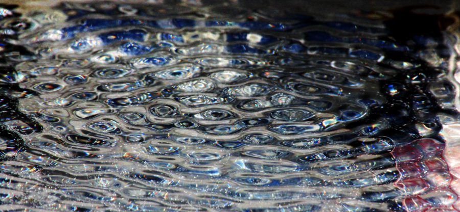 A tray of water was shaken at 82 Hz, producing Faraday waves, a type of ...