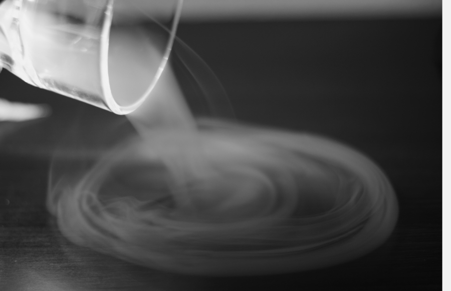 A vortex ring is formed around an impinging jet of 'vape' poured out of ...